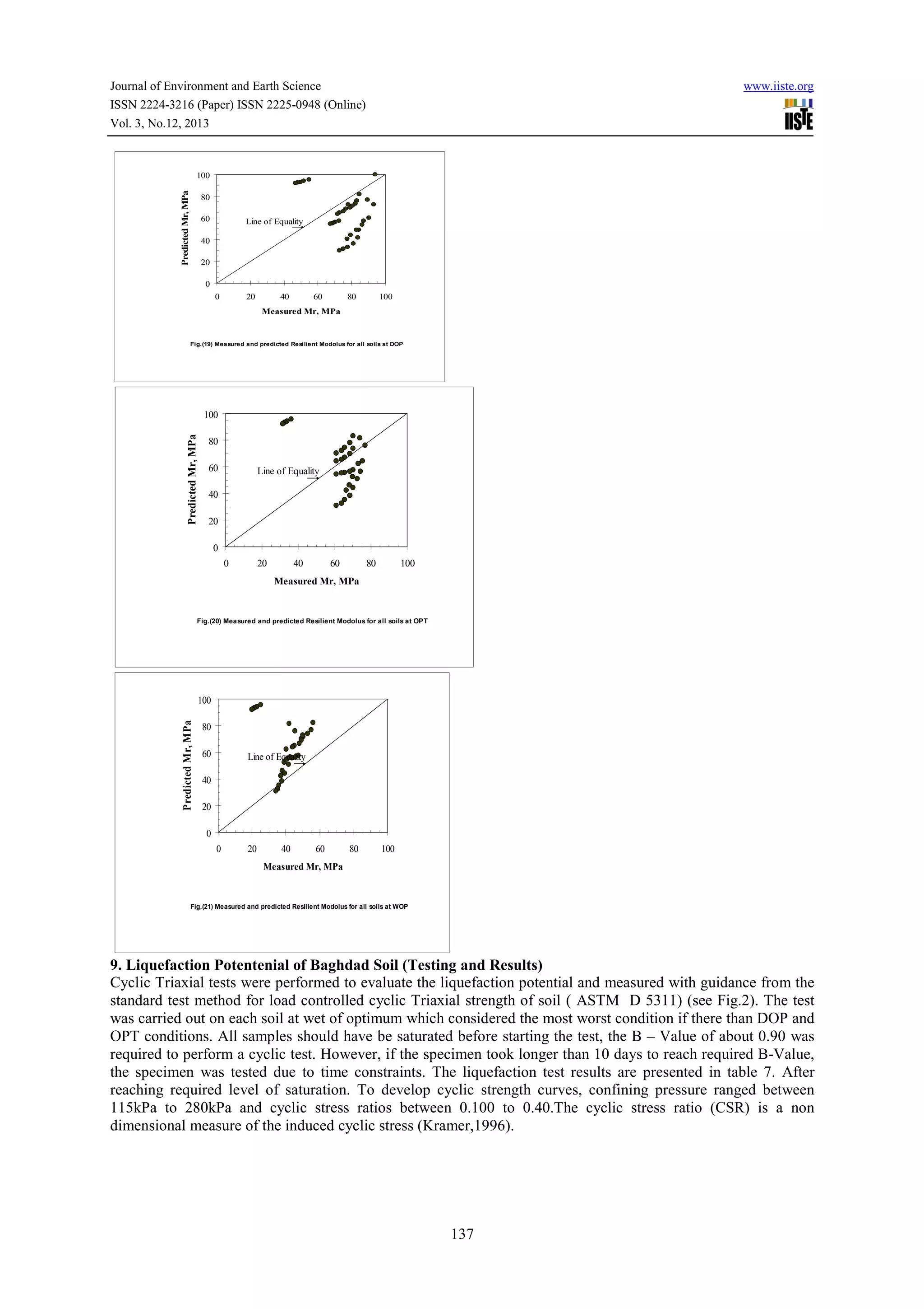 Baghdad subgrade resilient modulus and liquefaction evaluation for pavement design using load ...