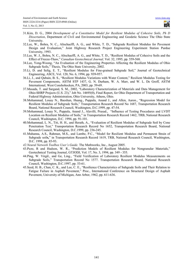 Baghdad Subgrade Resilient Modulus And Liquefaction Evaluation For Pavement Design Using Load