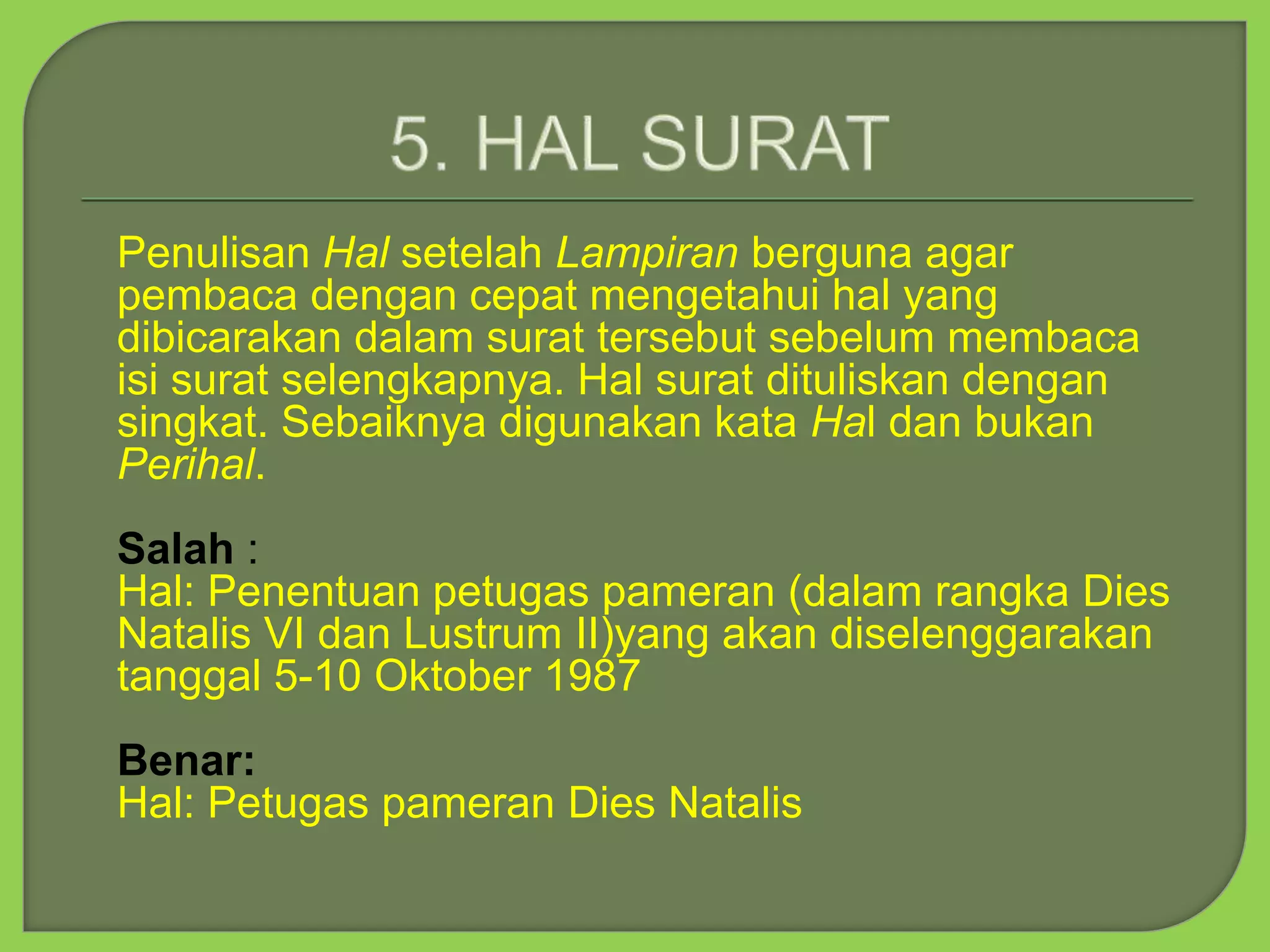 Bagian-Bagian Surat dan Cara Penulisan | PPTX