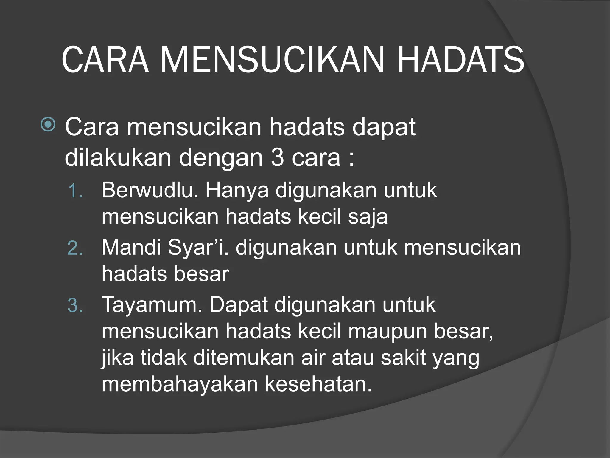cara bersuci dari hadas kecil dan hadas besar | PPTX