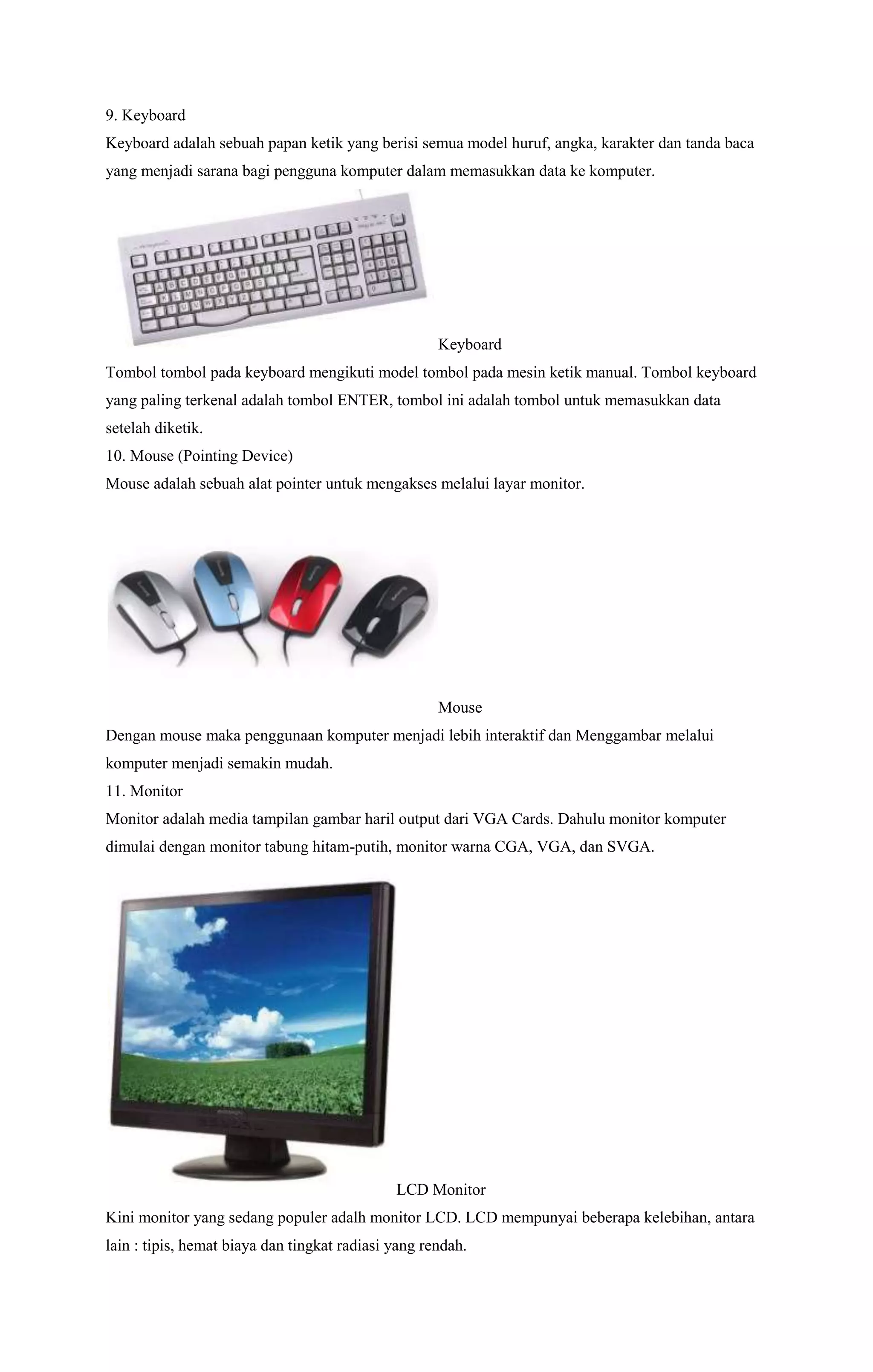 Bagian bagian komputer dan penjelasannya | DOCX