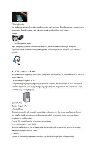 Bagian bagian komputer dan penjelasannya | DOCX