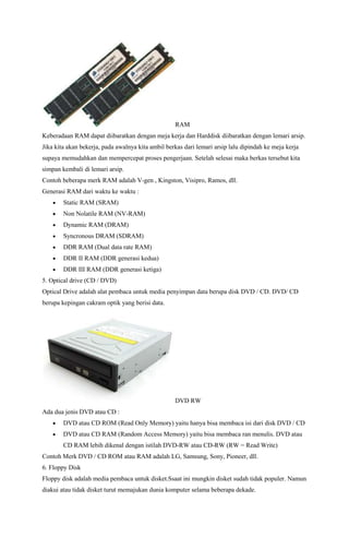 Bagian bagian komputer dan penjelasannya | DOCX
