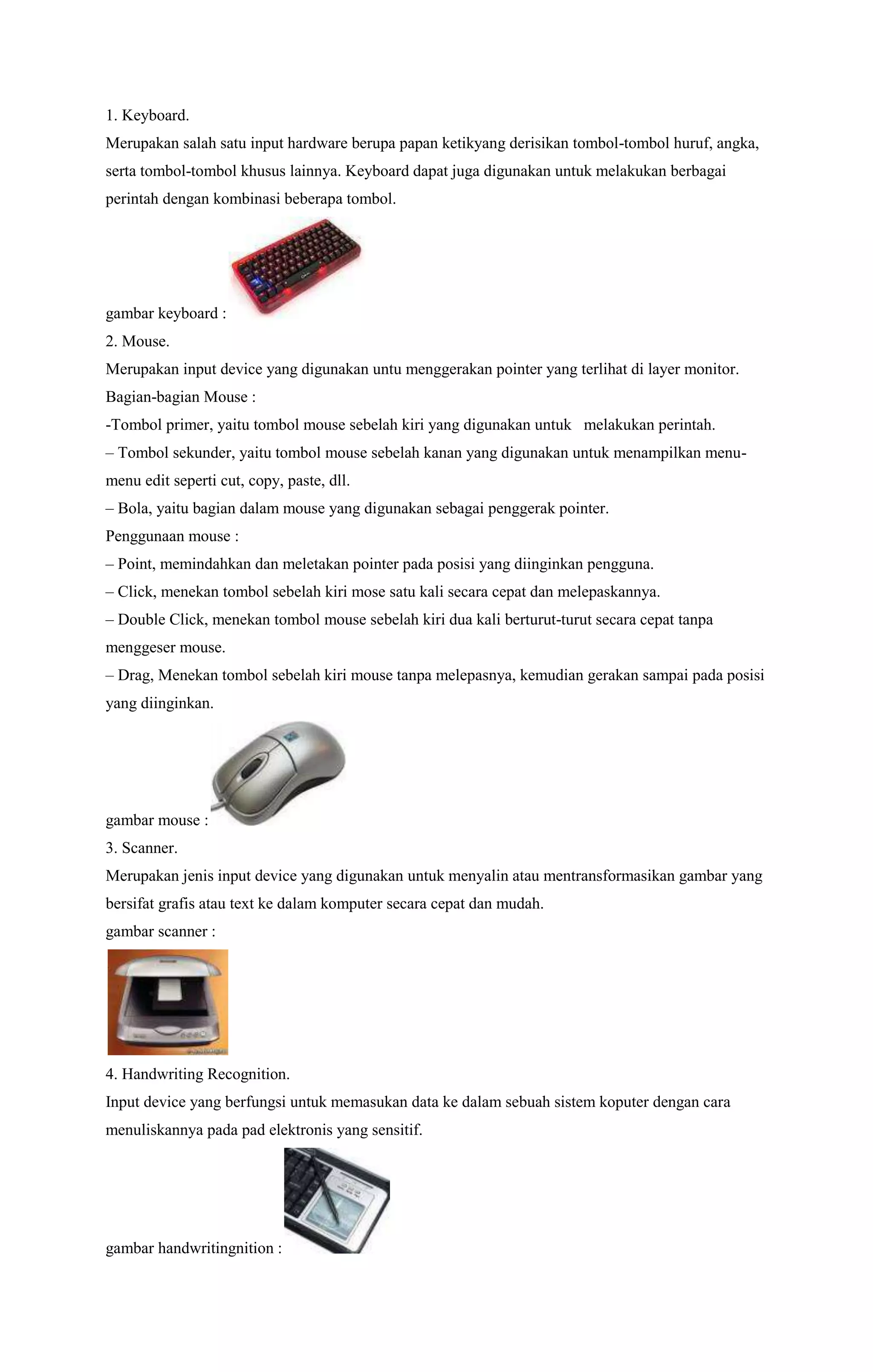 Bagian bagian komputer dan penjelasannya | DOCX