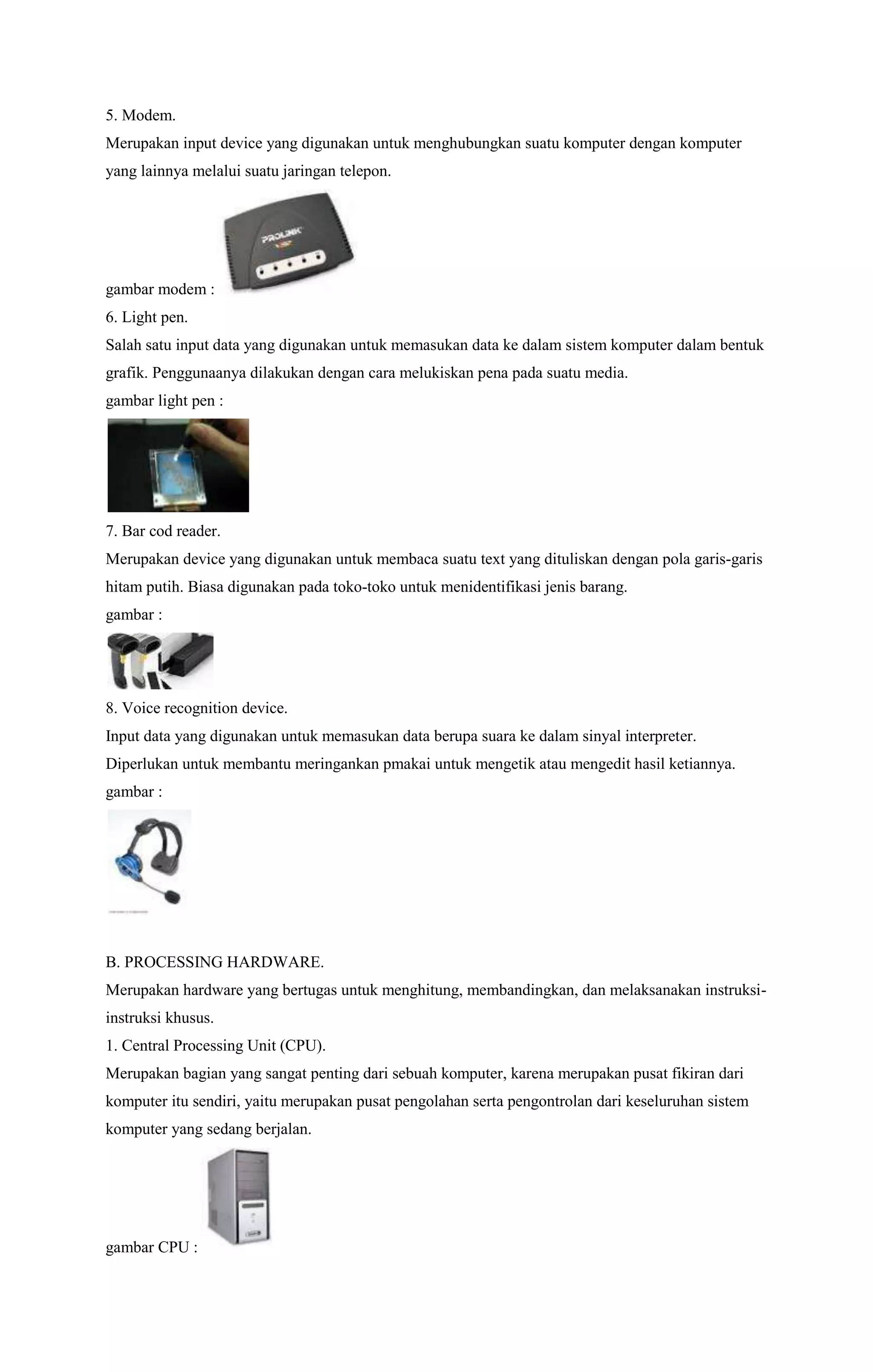 Bagian bagian komputer dan penjelasannya | DOCX