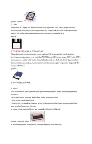 Bagian bagian komputer dan penjelasannya | DOCX
