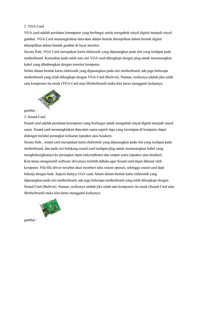 Bagian bagian komputer dan penjelasannya