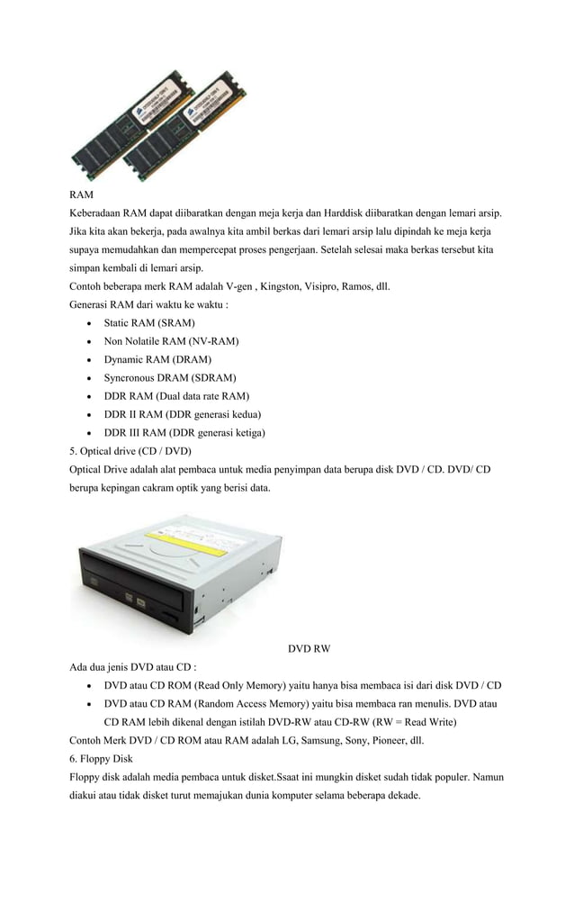 Bagian bagian komputer dan penjelasannya