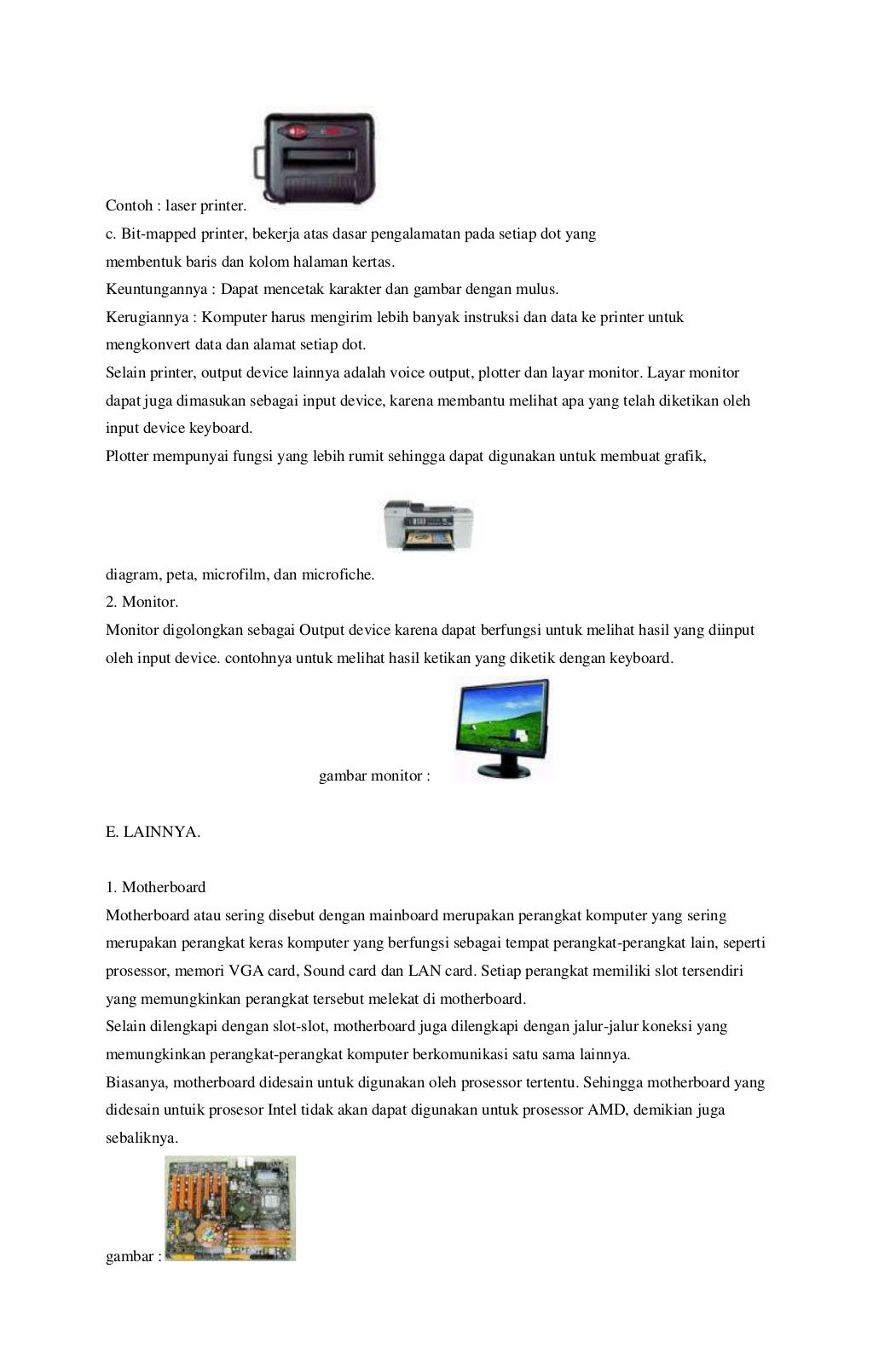 Bagian bagian komputer dan penjelasannya