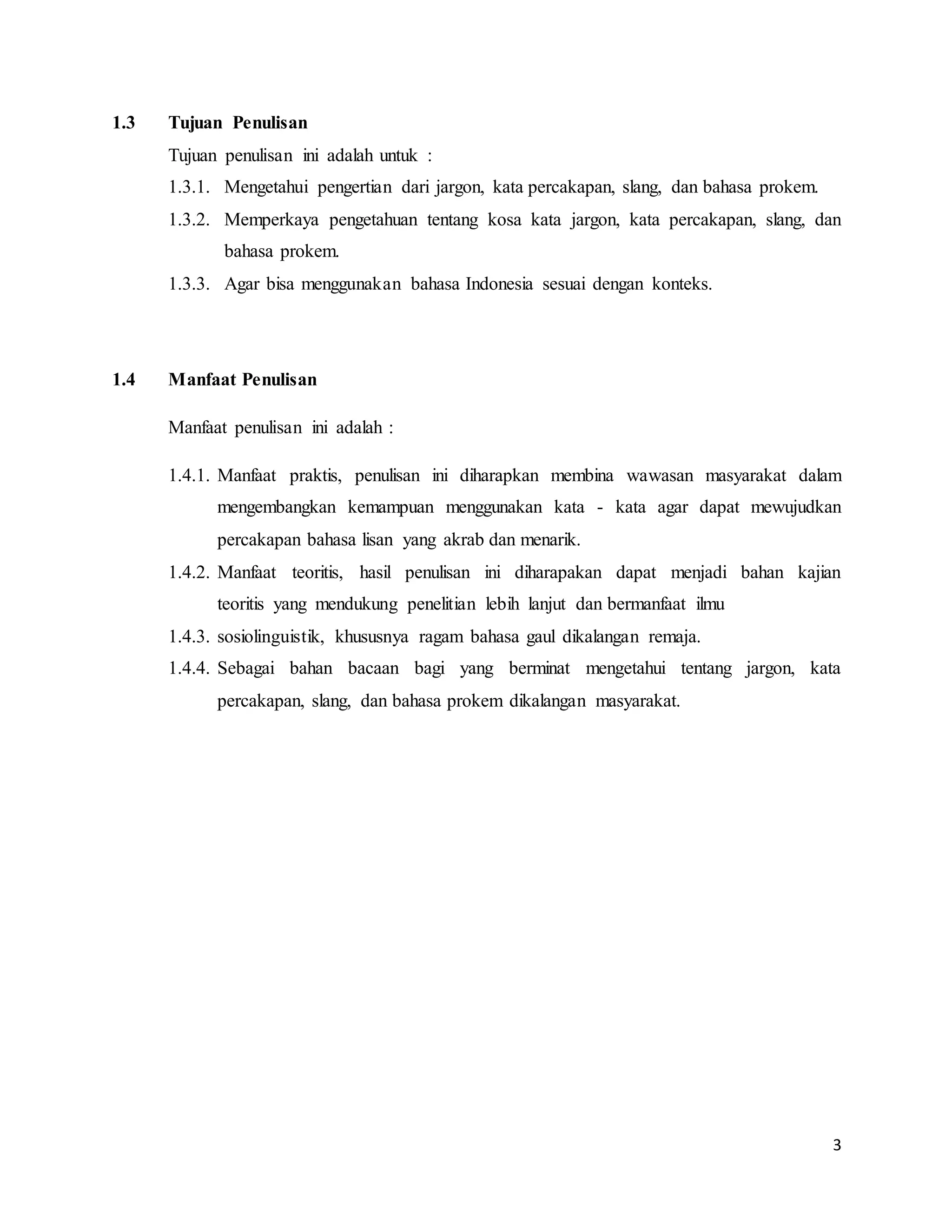 Jargon, Slang, Kata Percakapan, dan Bahasa Prokem | DOCX