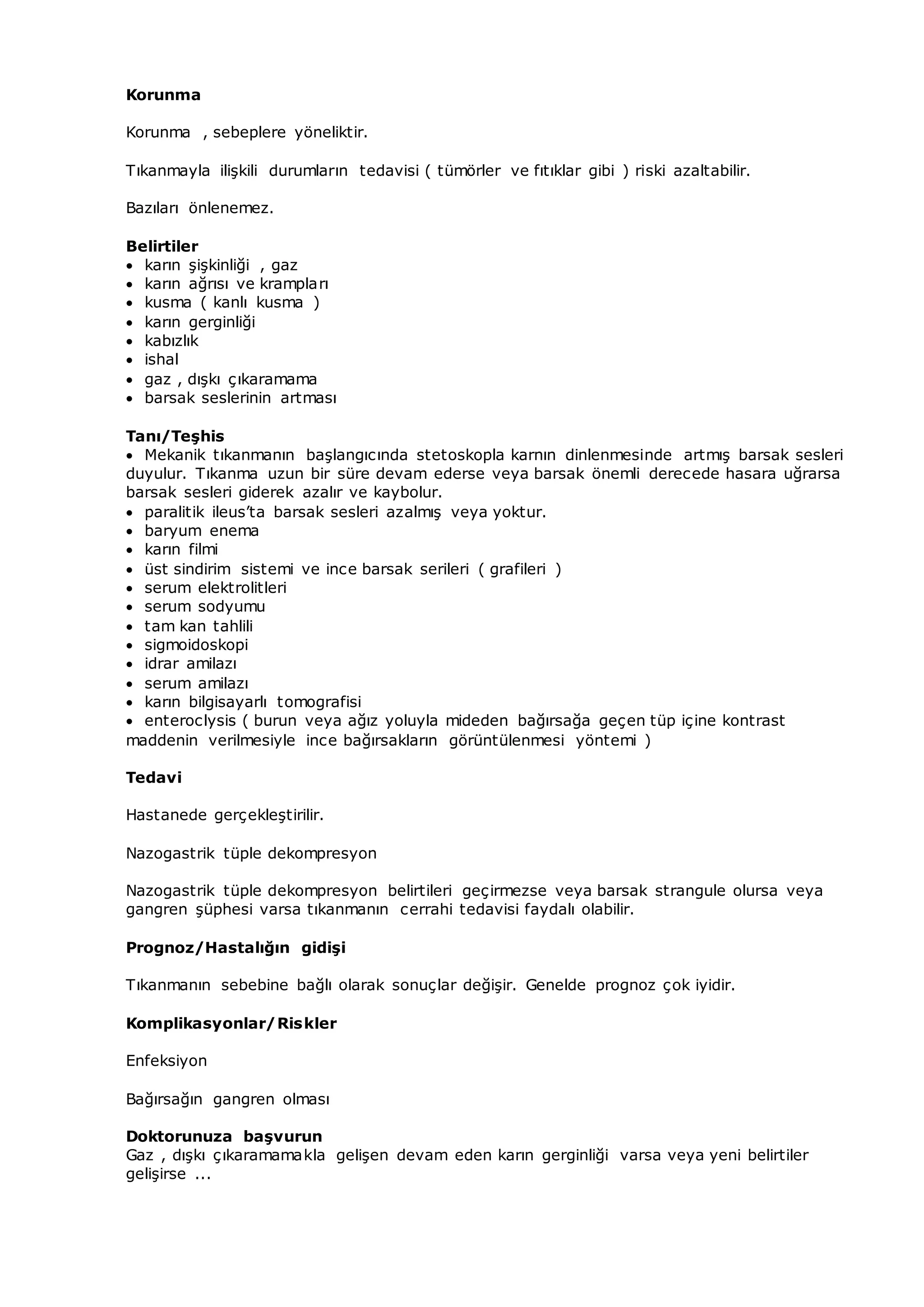 Bagirsak tikanmasi | DOC