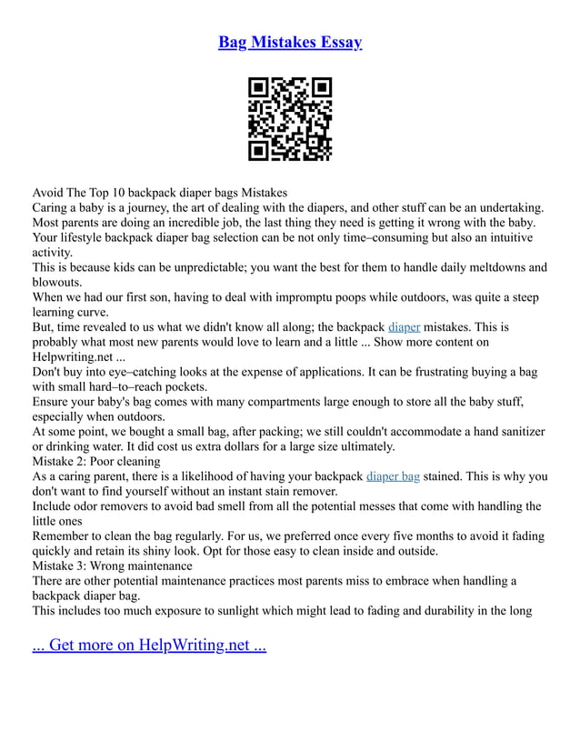Bag Mistakes Essay | PDF