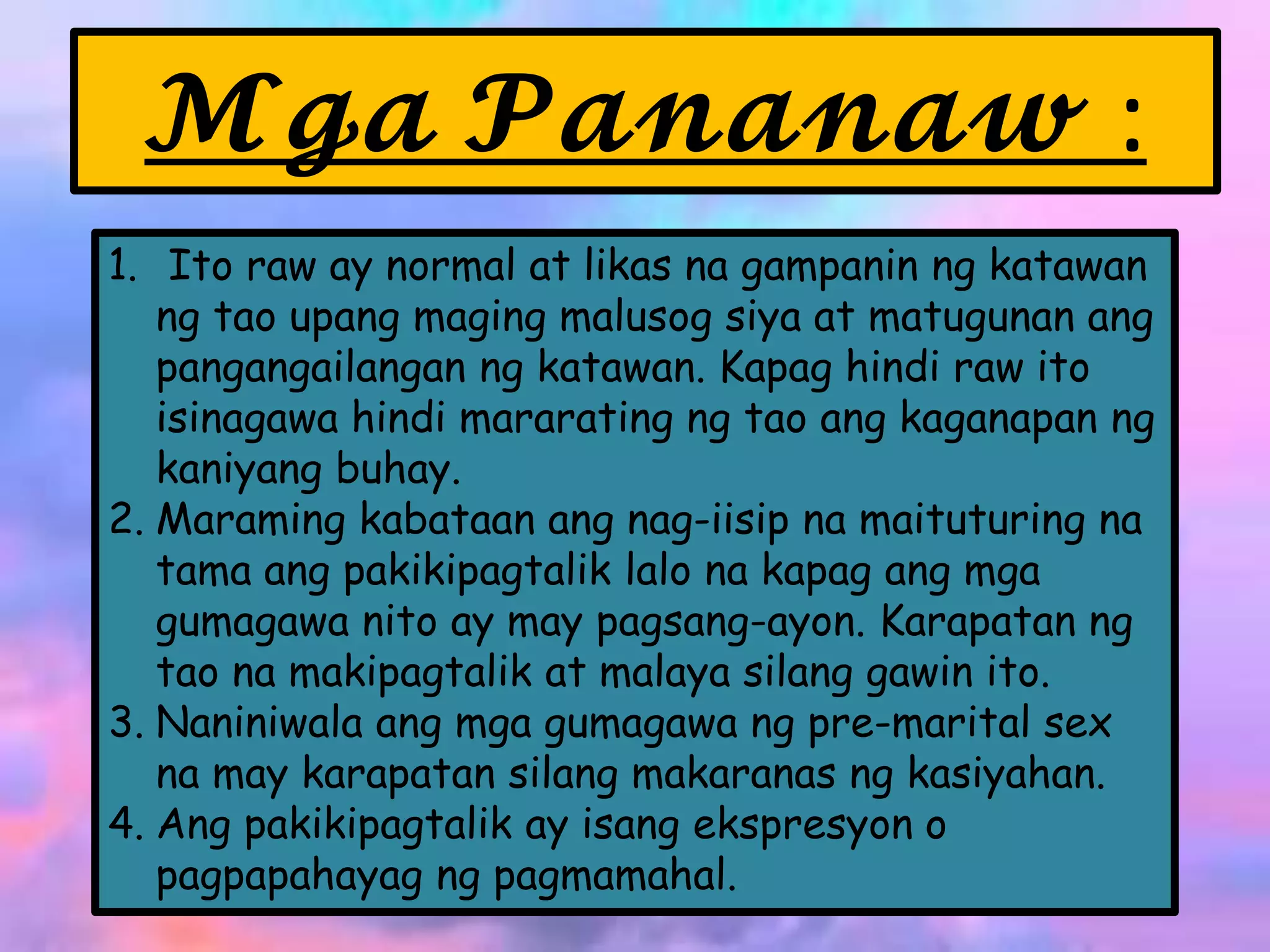 Pre Marital Sex Esp Grade 10 Pptx