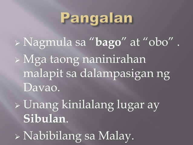 Katutubong Bagobo ng Pilipinas | PPTX