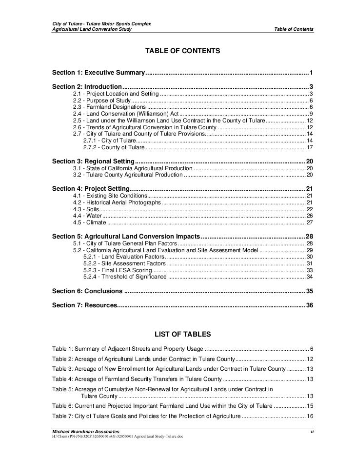 Agricultural Conversion Study Example