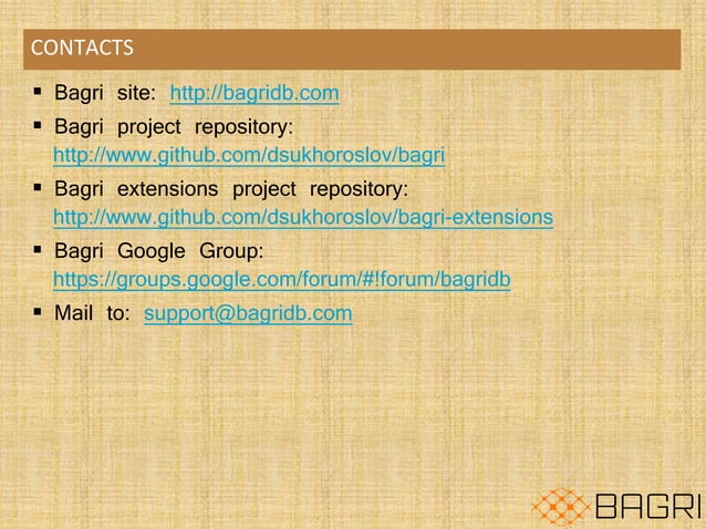 Bagri technical overview | PPT