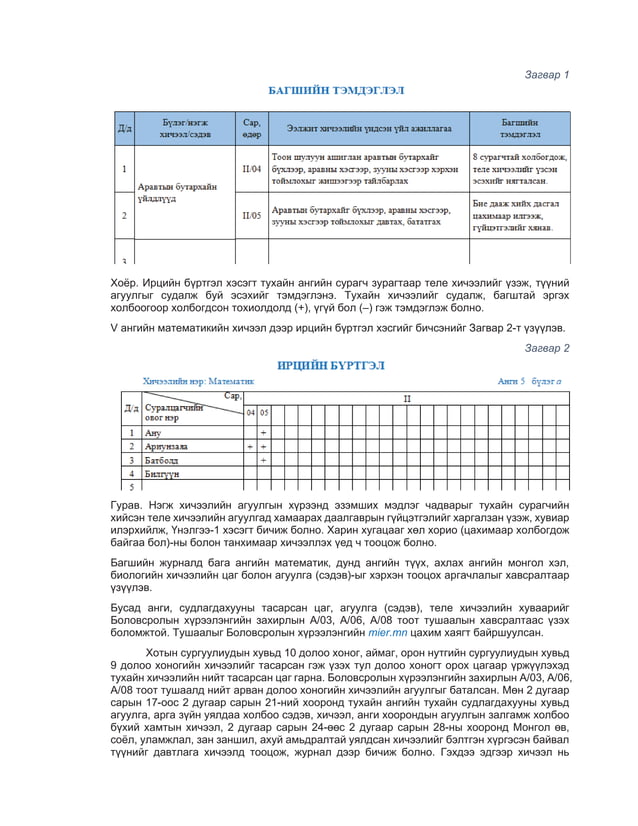 Журнал хөтлөх заавар - 2020.04.03 Боловсролын хүрээлэн | PDF