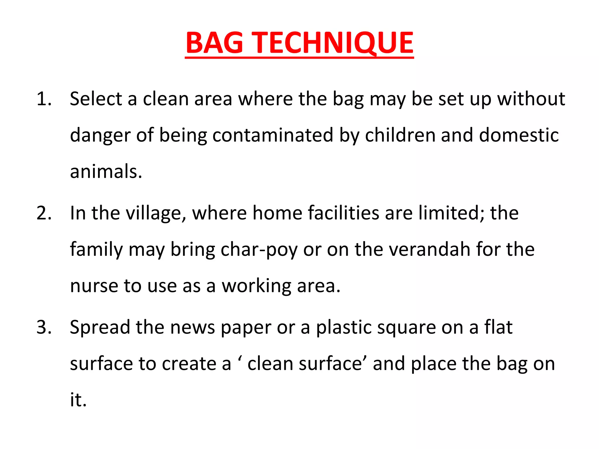 Bag technique of community health nursing | PDF