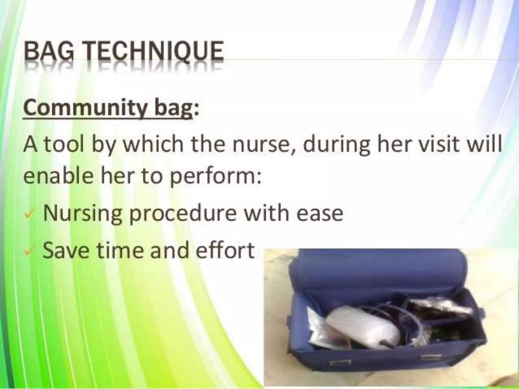 Bag technique of community health nursing | PDF