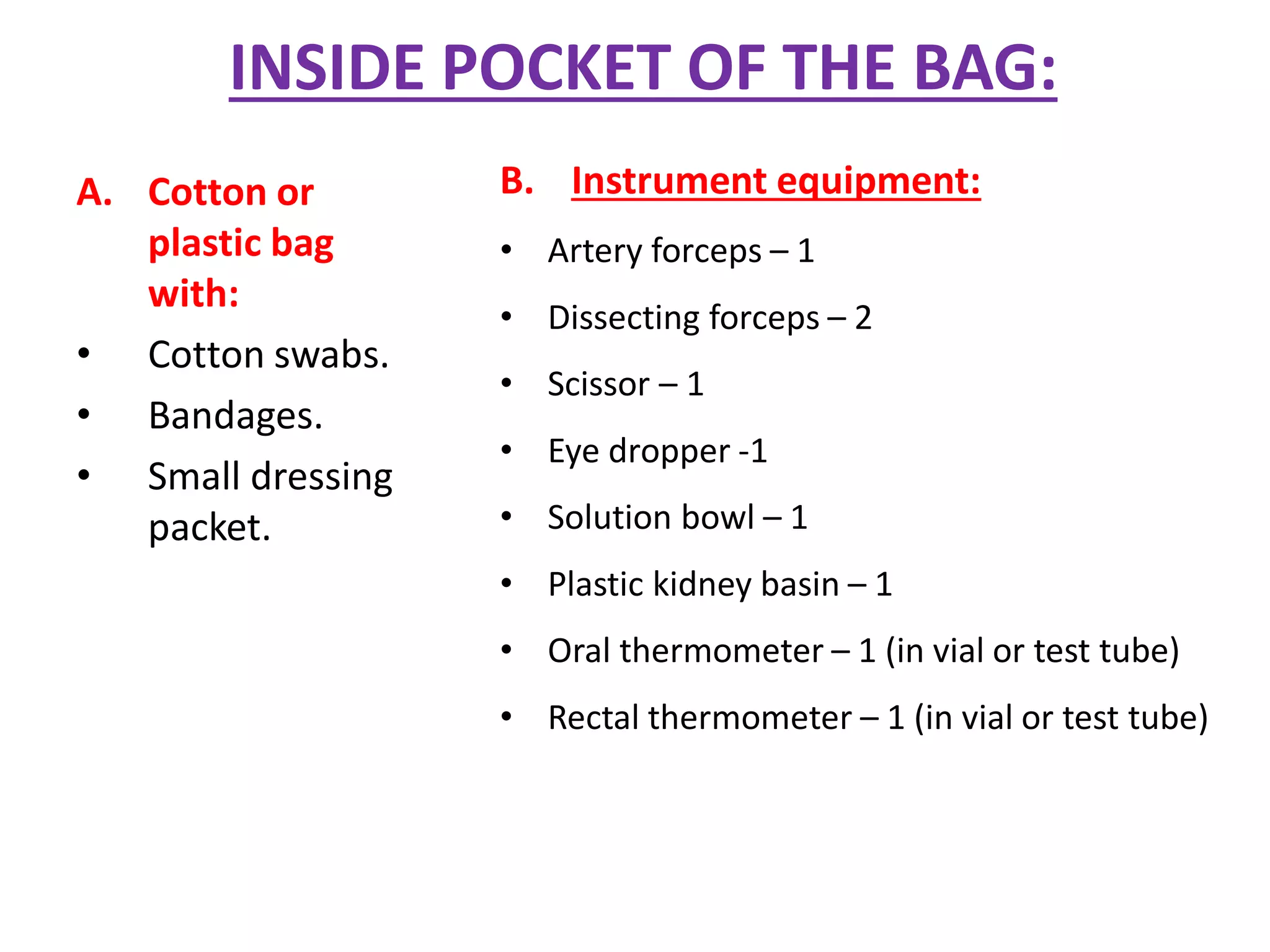 Bag technique of community health nursing | PDF