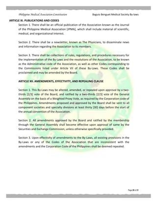 Baguio Benguet Medical Society by-laws | DOCX