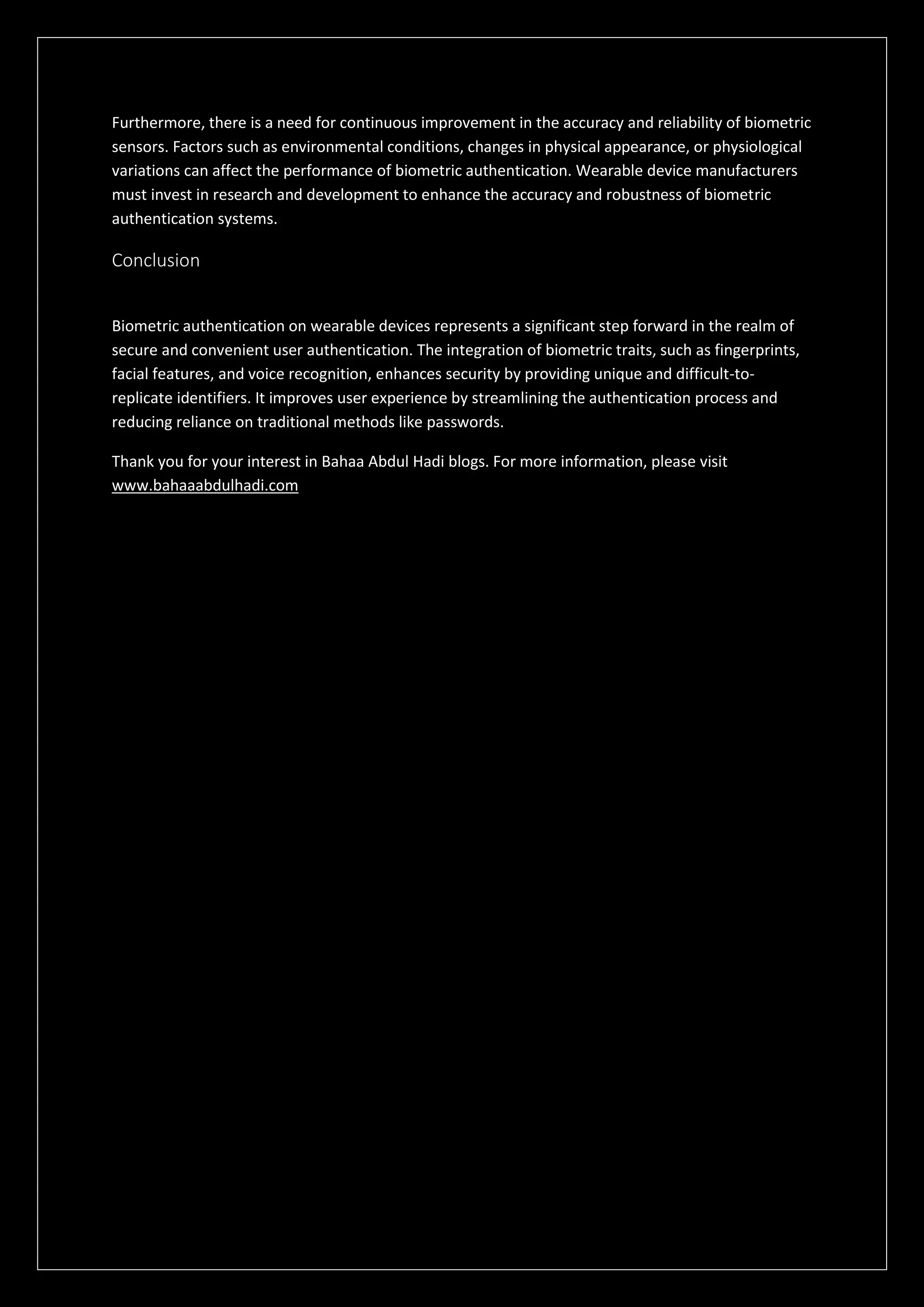 Biometric Authentication on Wearable Devices | PDF