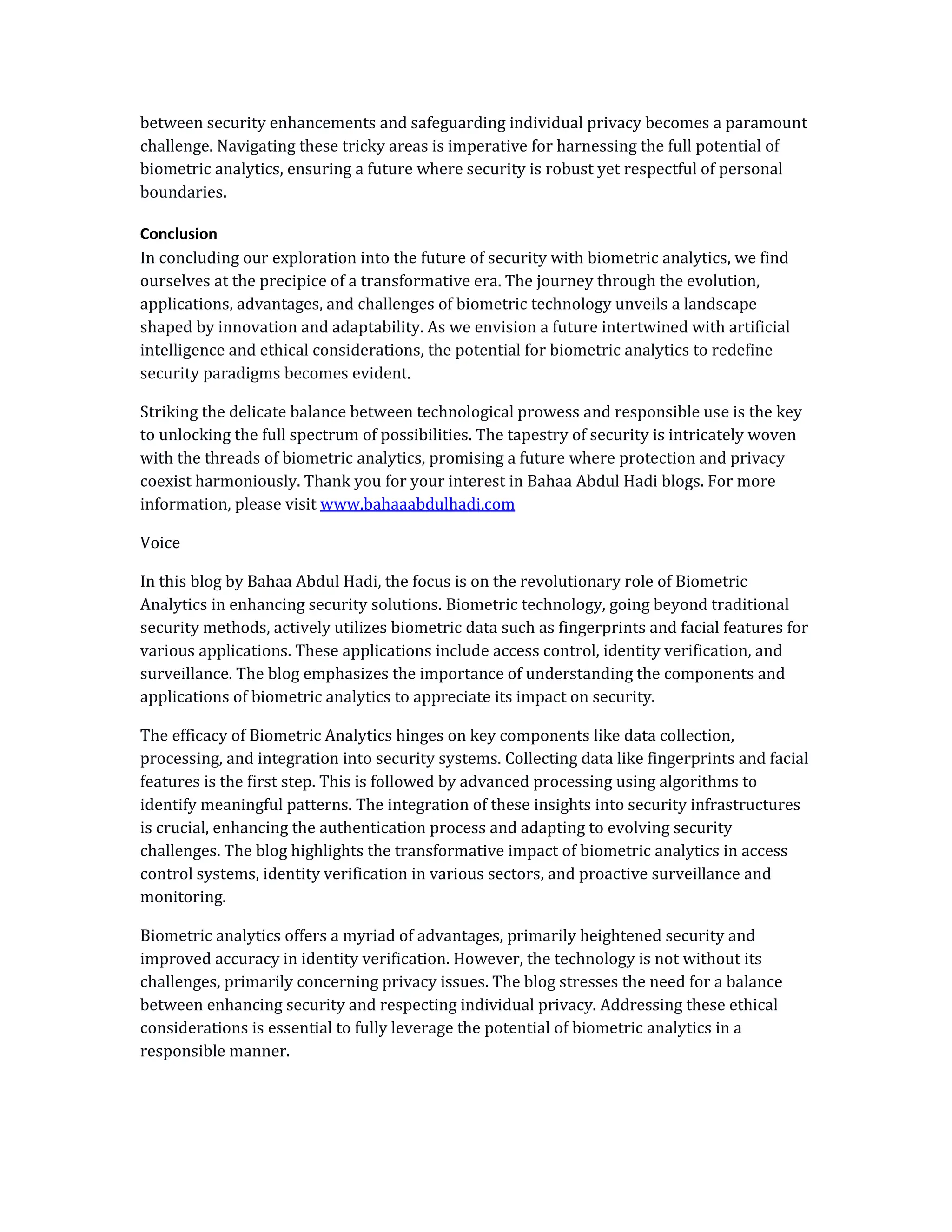 Biometric Analytics: The Future of Security | DOCX