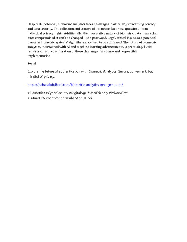 Biometric Analytics: Next-Gen Authentication | PDF