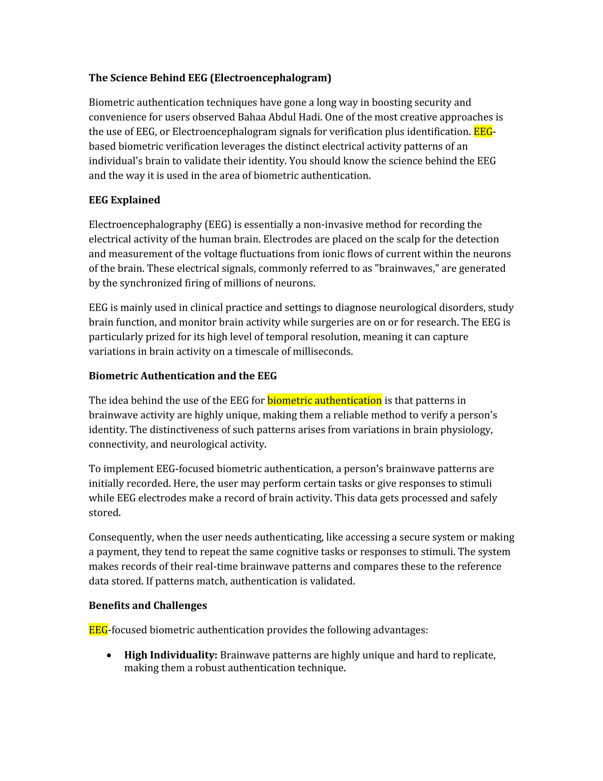 The Science Behind EEG (Electroencephalogram) | DOCX