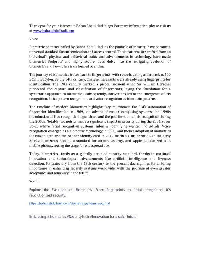 Biometric Patterns & Security | PDF