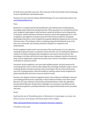 Facial Recognition Biometric Patterns | PDF