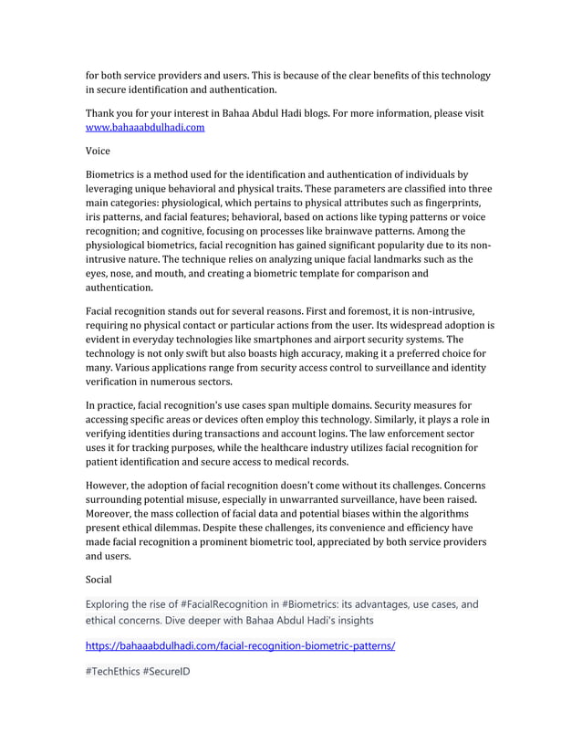 Facial Recognition Biometric Patterns | PDF