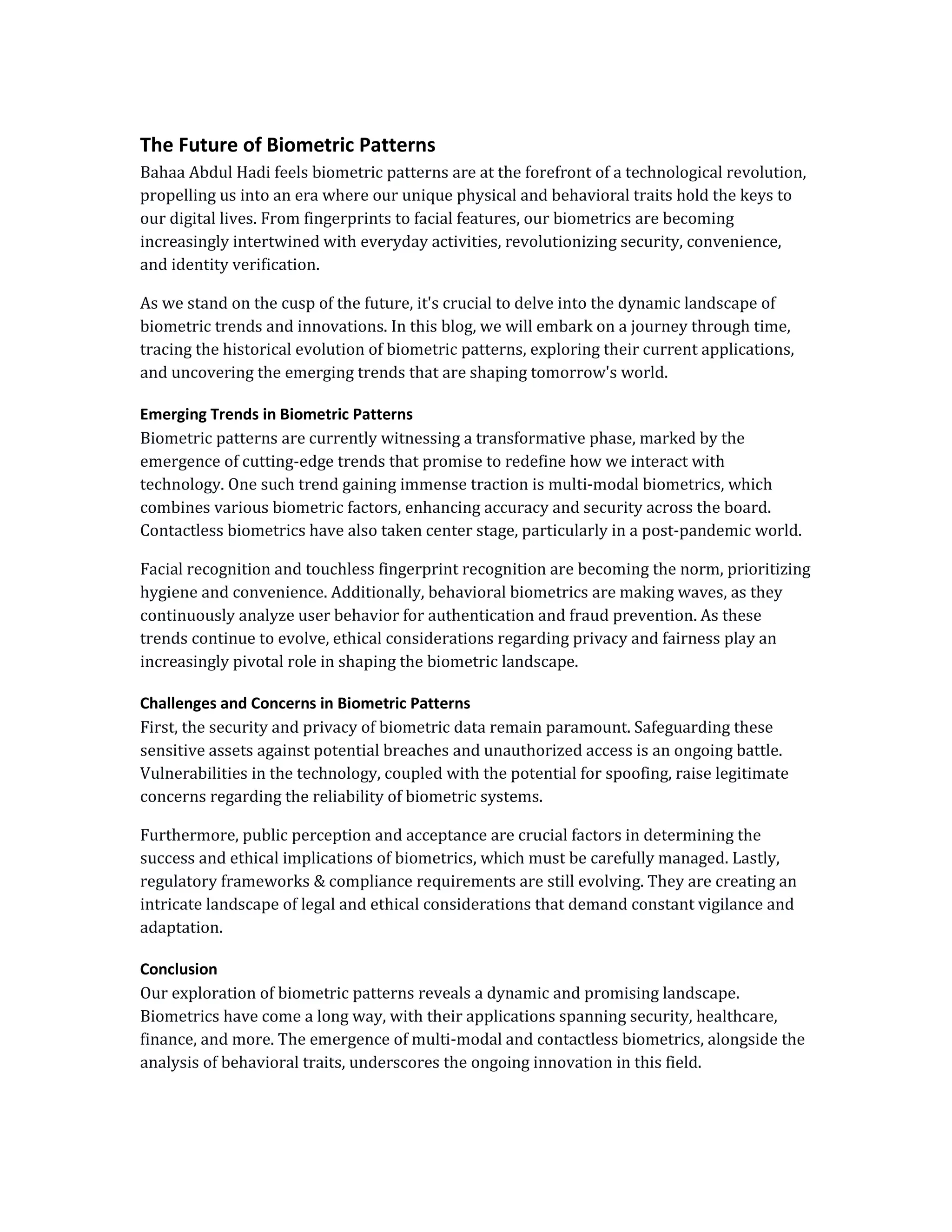 The Future of Biometric Patterns | PDF