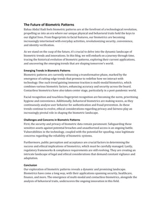 The Future of Biometric Patterns | PDF