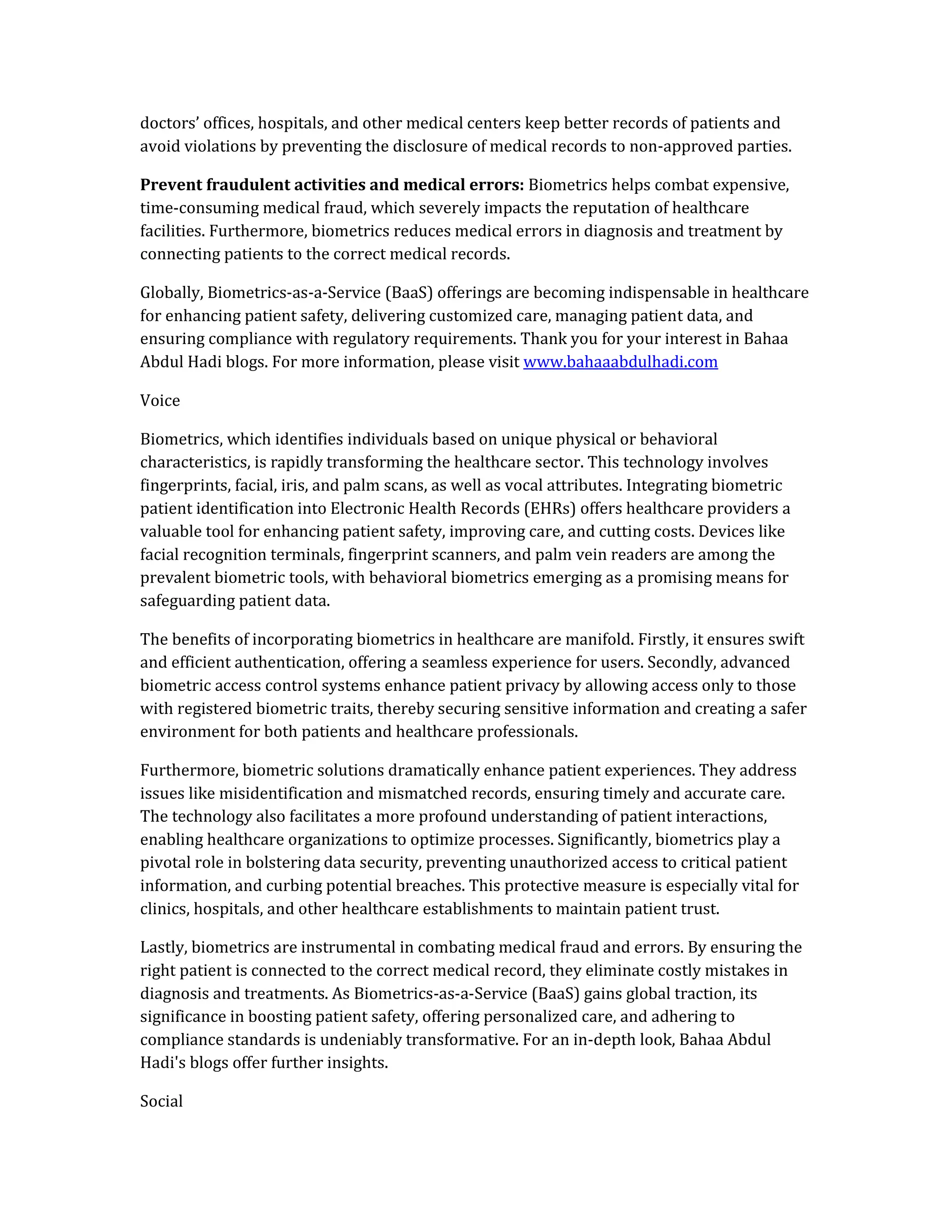 Biometric Patterns in Healthcare | PDF