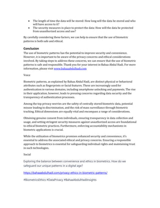 Privacy & Ethics in Biometric Patterns | PDF