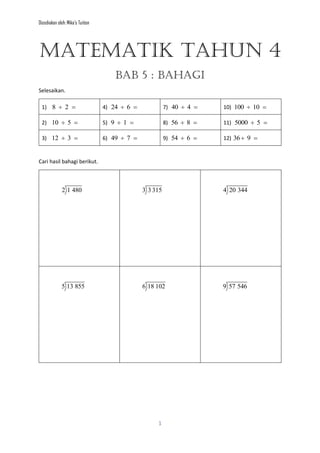 Matematik tahun 4 - Bahagi | PDF