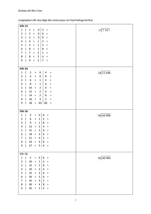 Matematik tahun 4 - Bahagi | PDF