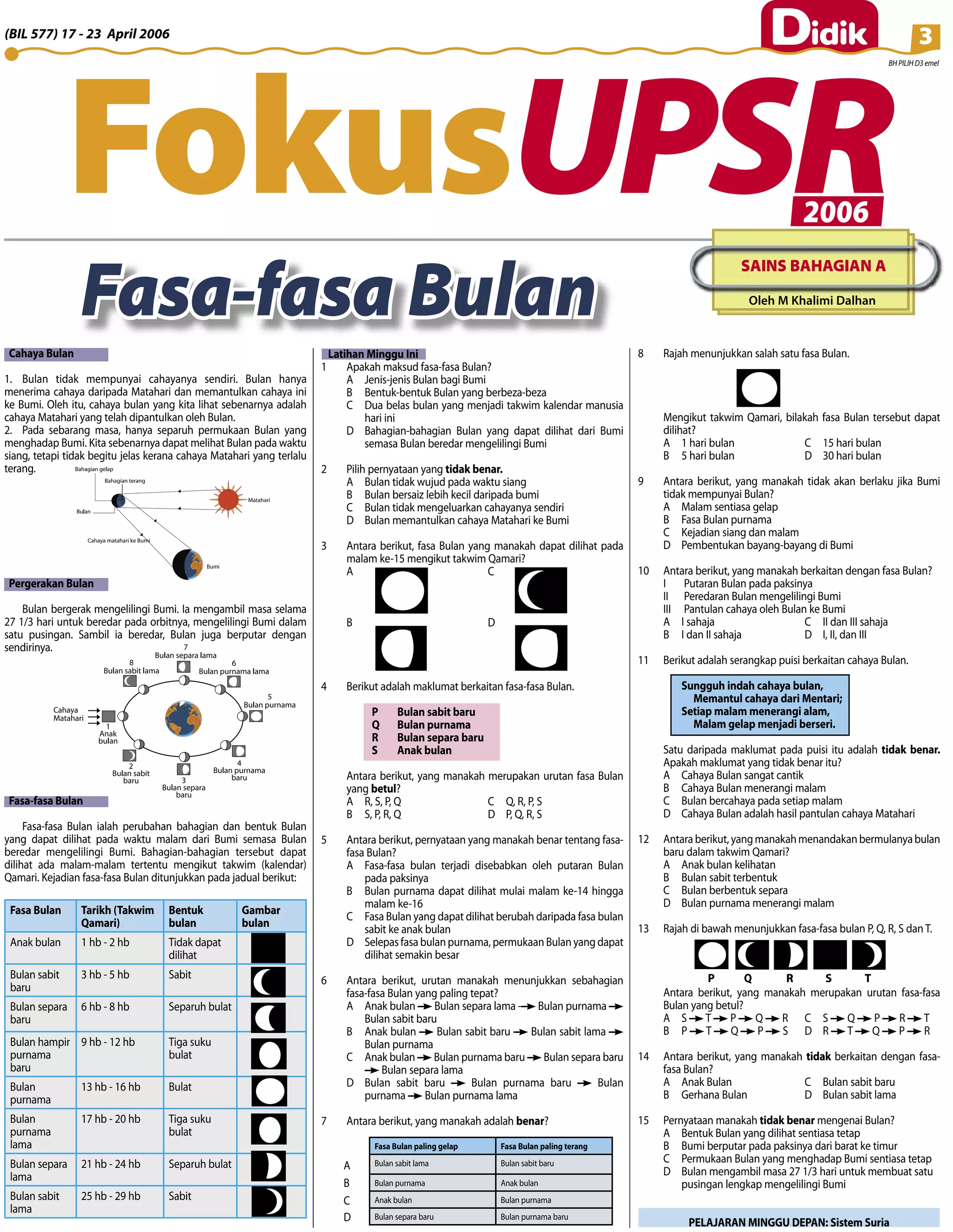 Soalan Bahagian A fasa2 bulan | PDF