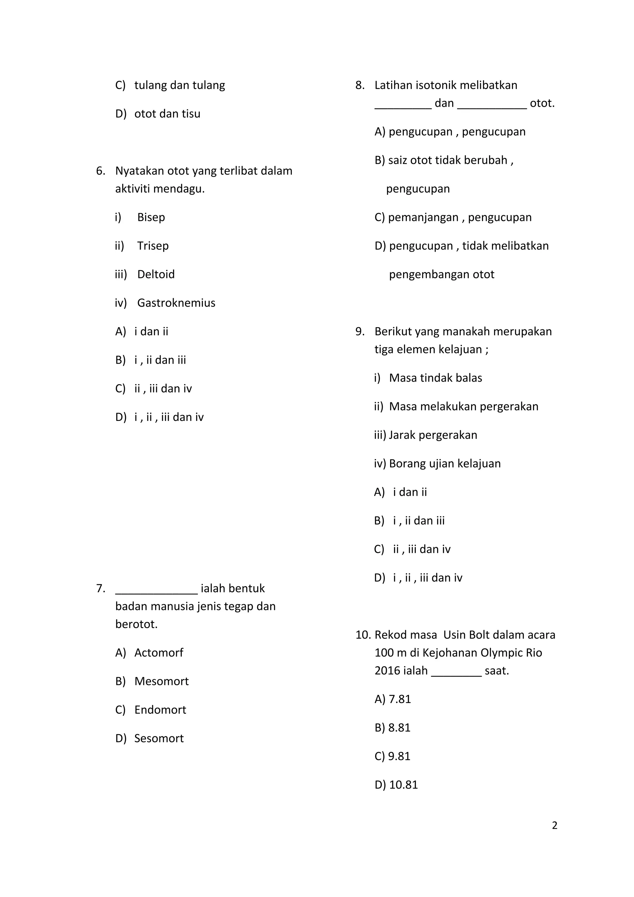 Bahagian a soalan objektif | DOC