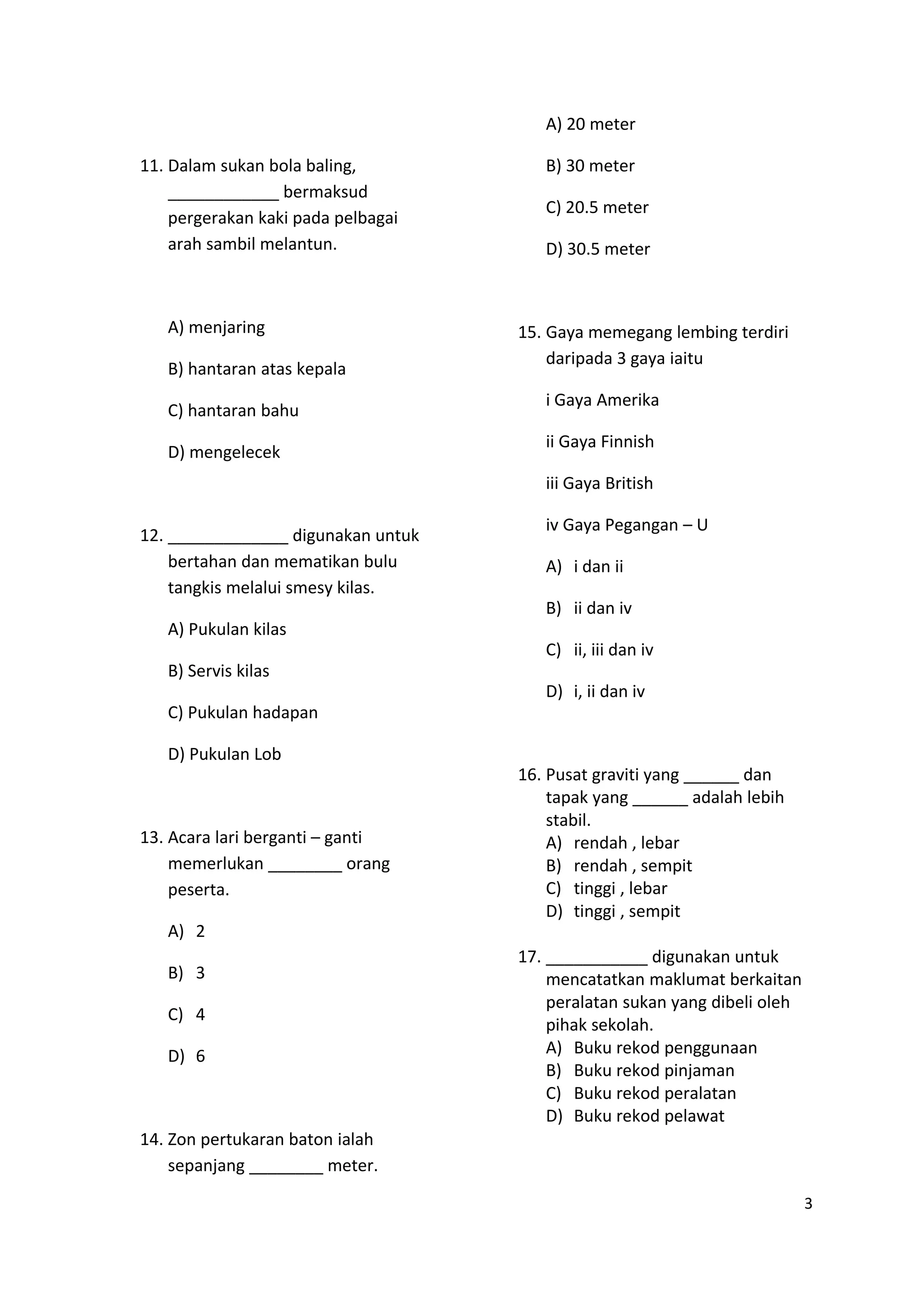 Bahagian a soalan objektif | DOC