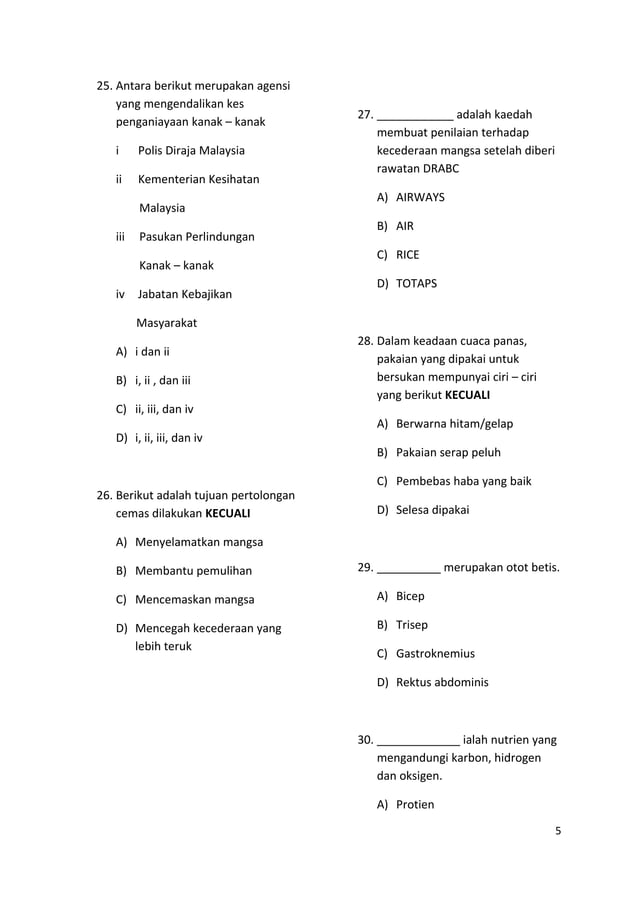 Bahagian a soalan objektif | PDF