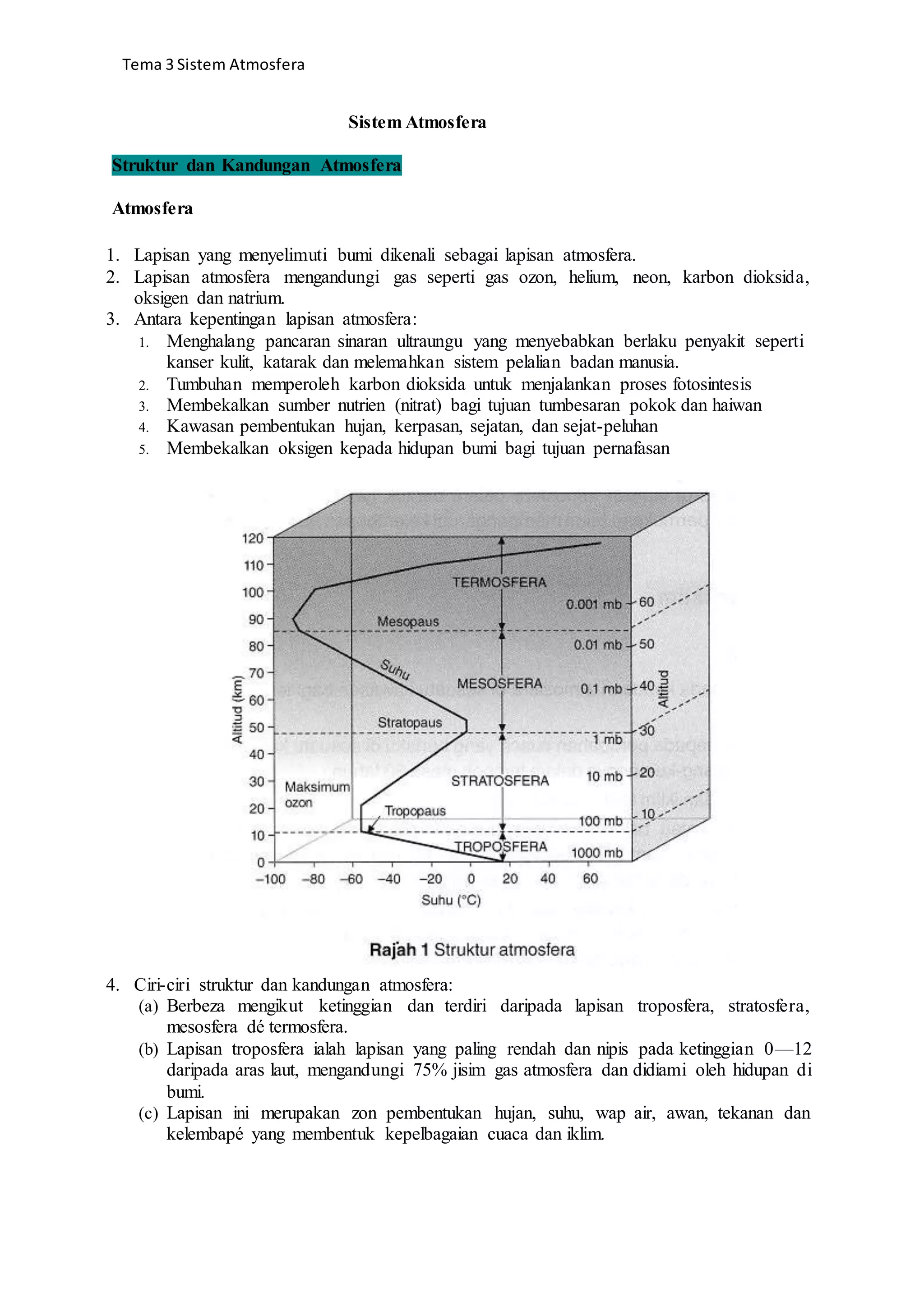 Bahagian A Tema 3 Sistem Atmosfera | DOCX