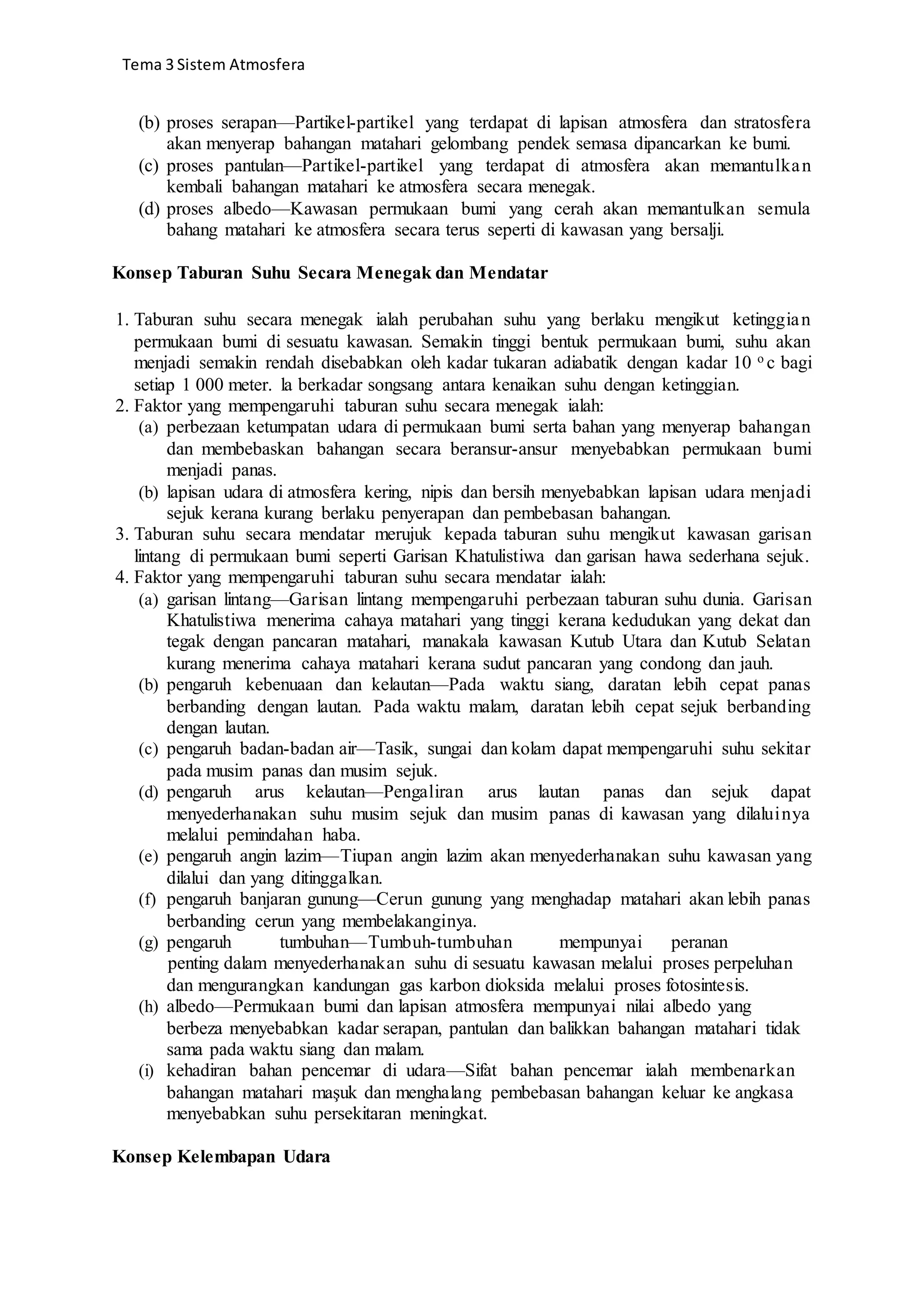 Bahagian A Tema 3 Sistem Atmosfera | DOCX