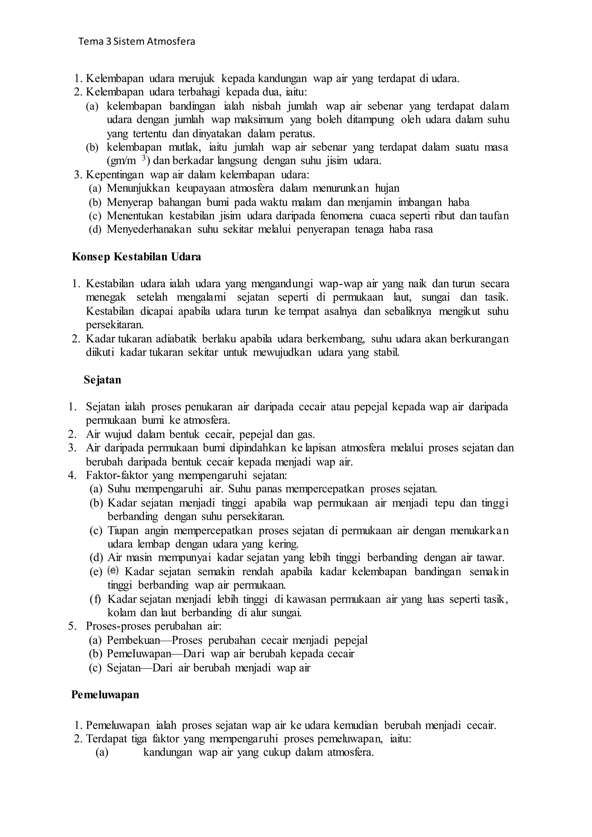 Bahagian A Tema 3 Sistem Atmosfera | DOCX