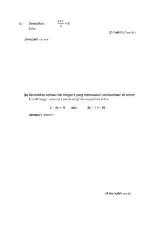 Bahagian bdan c mate 2020 | PDF