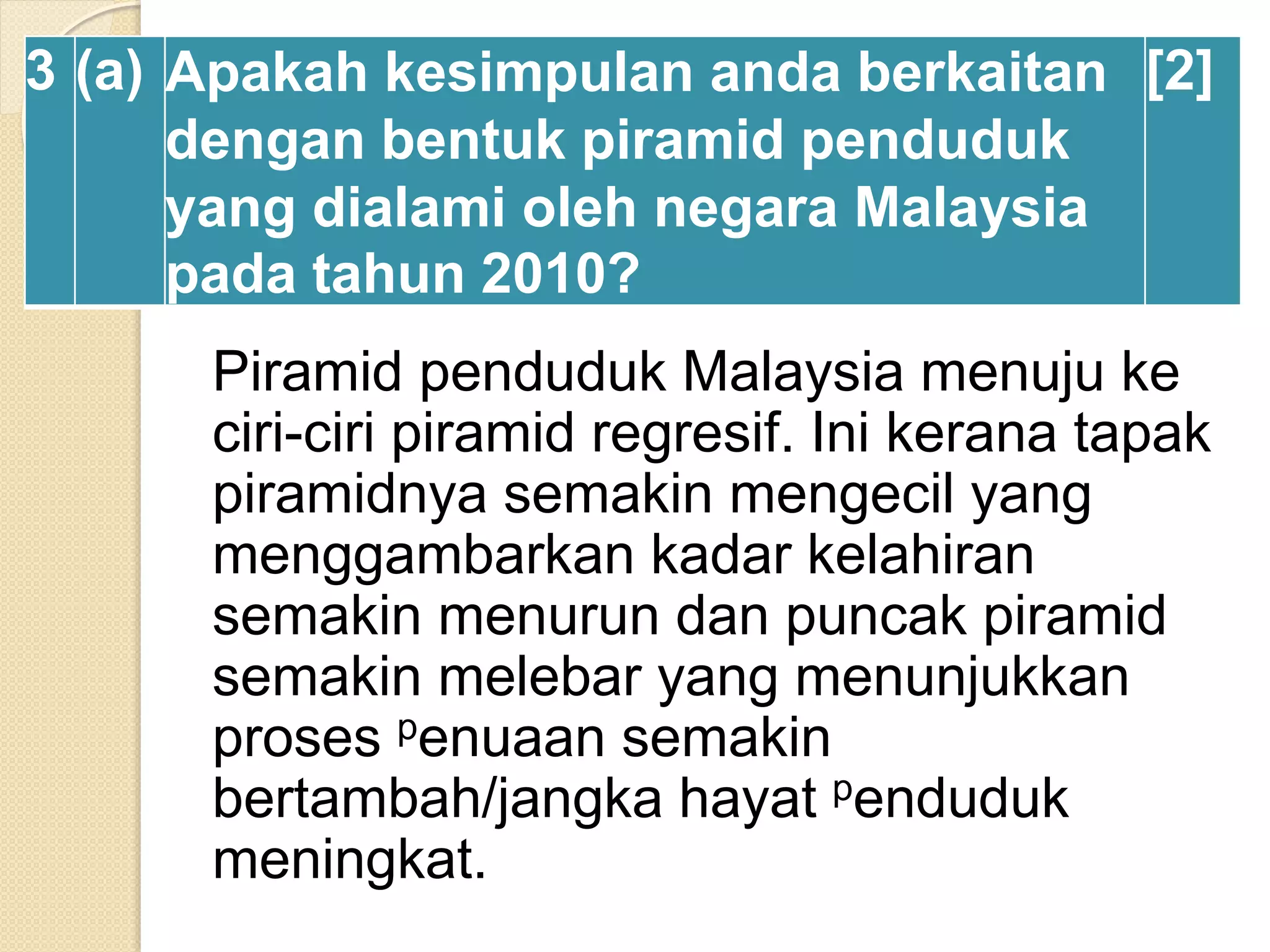 Bahagian B Kuliah 4 - Piramid Penduduk dan Model Peralihan Demografi | PPTX