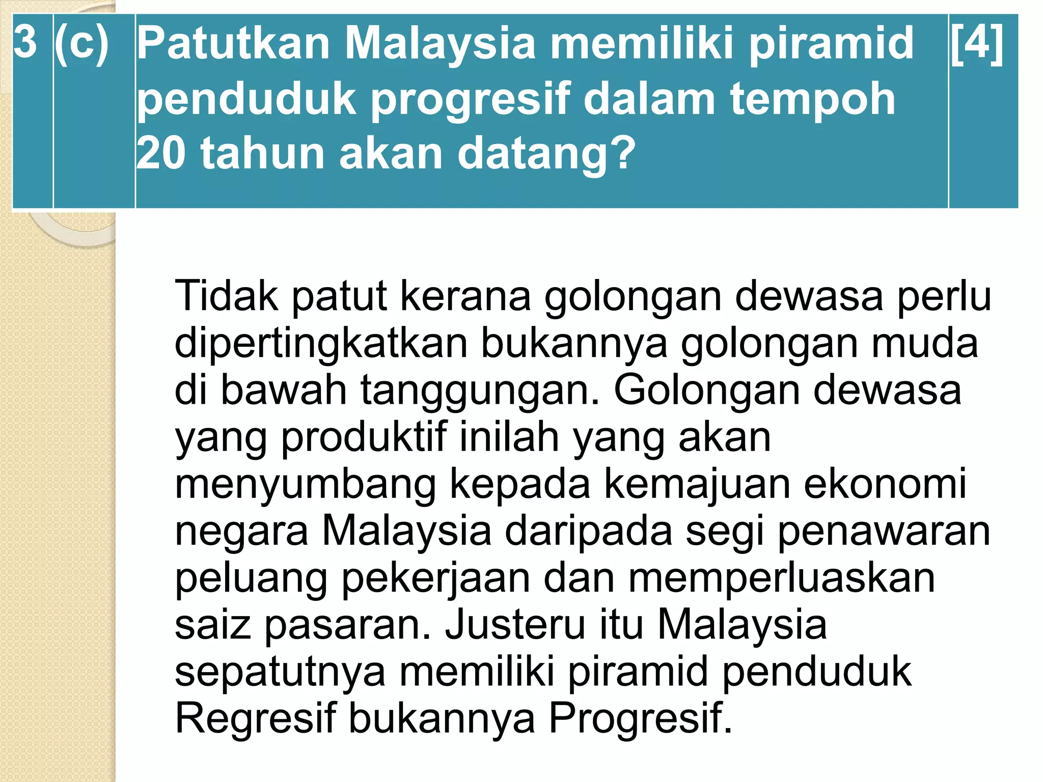 Bahagian B Kuliah 4 - Piramid Penduduk dan Model Peralihan Demografi | PPTX