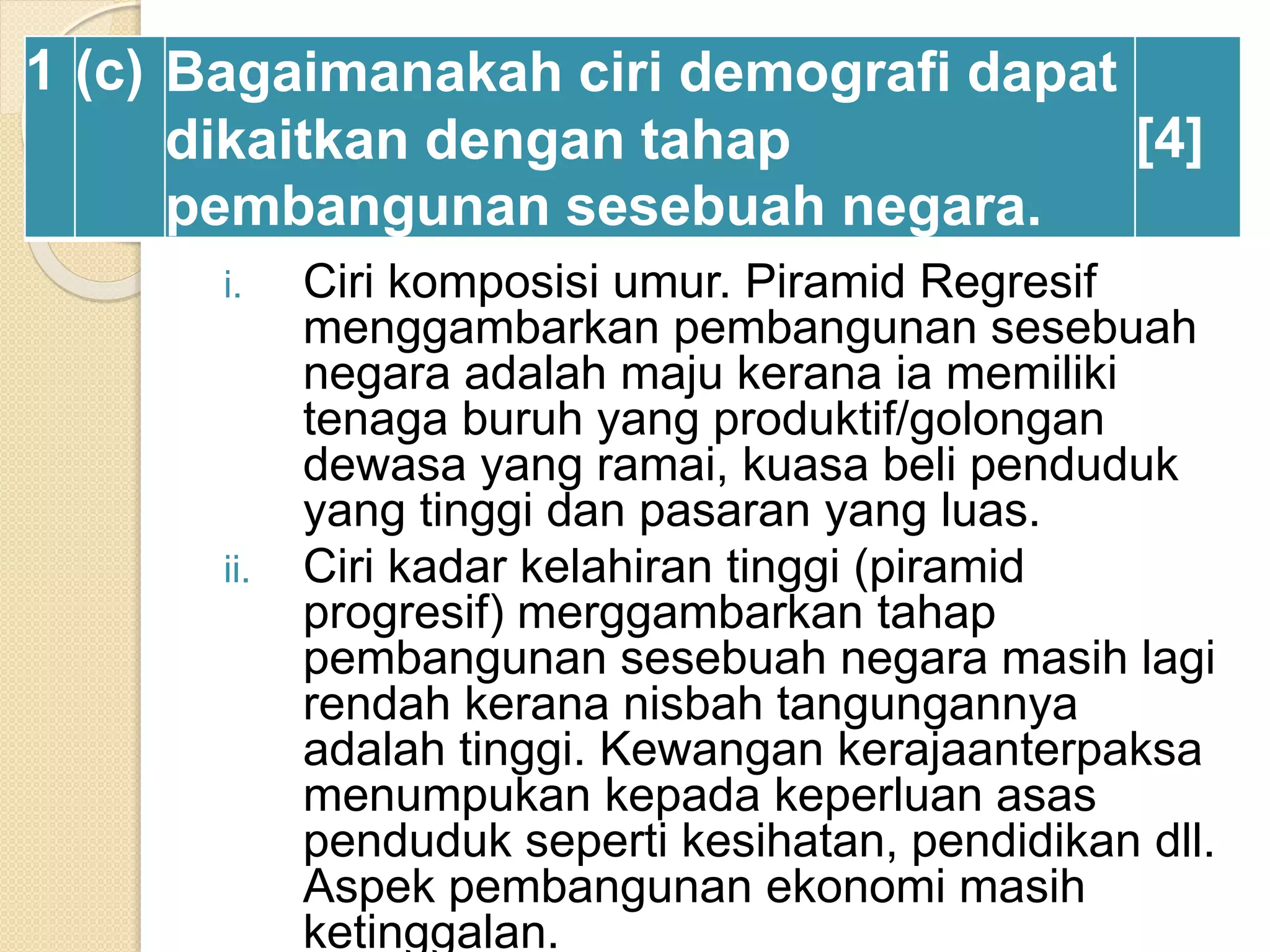 Bahagian B Kuliah 4 - Piramid Penduduk dan Model Peralihan Demografi | PPTX