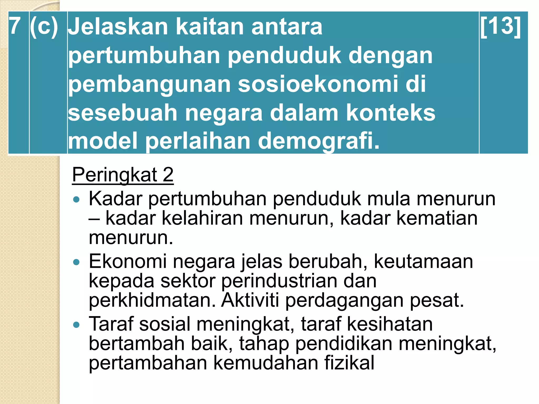 Bahagian B Kuliah 4 - Piramid Penduduk dan Model Peralihan Demografi | PPTX